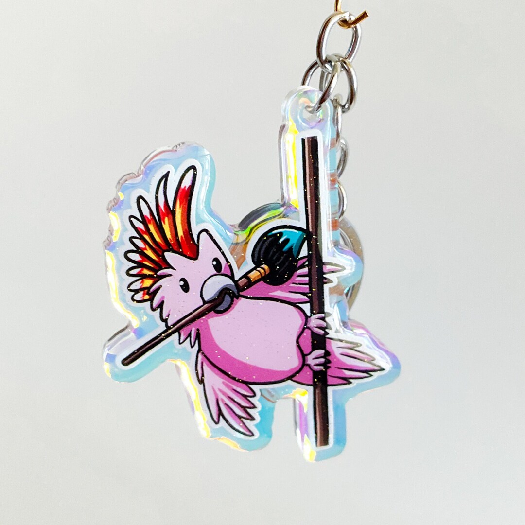 Artist Gift, Acrylic Bird Keychain, Acrylic Keychain, Cockatoo Keychain ...