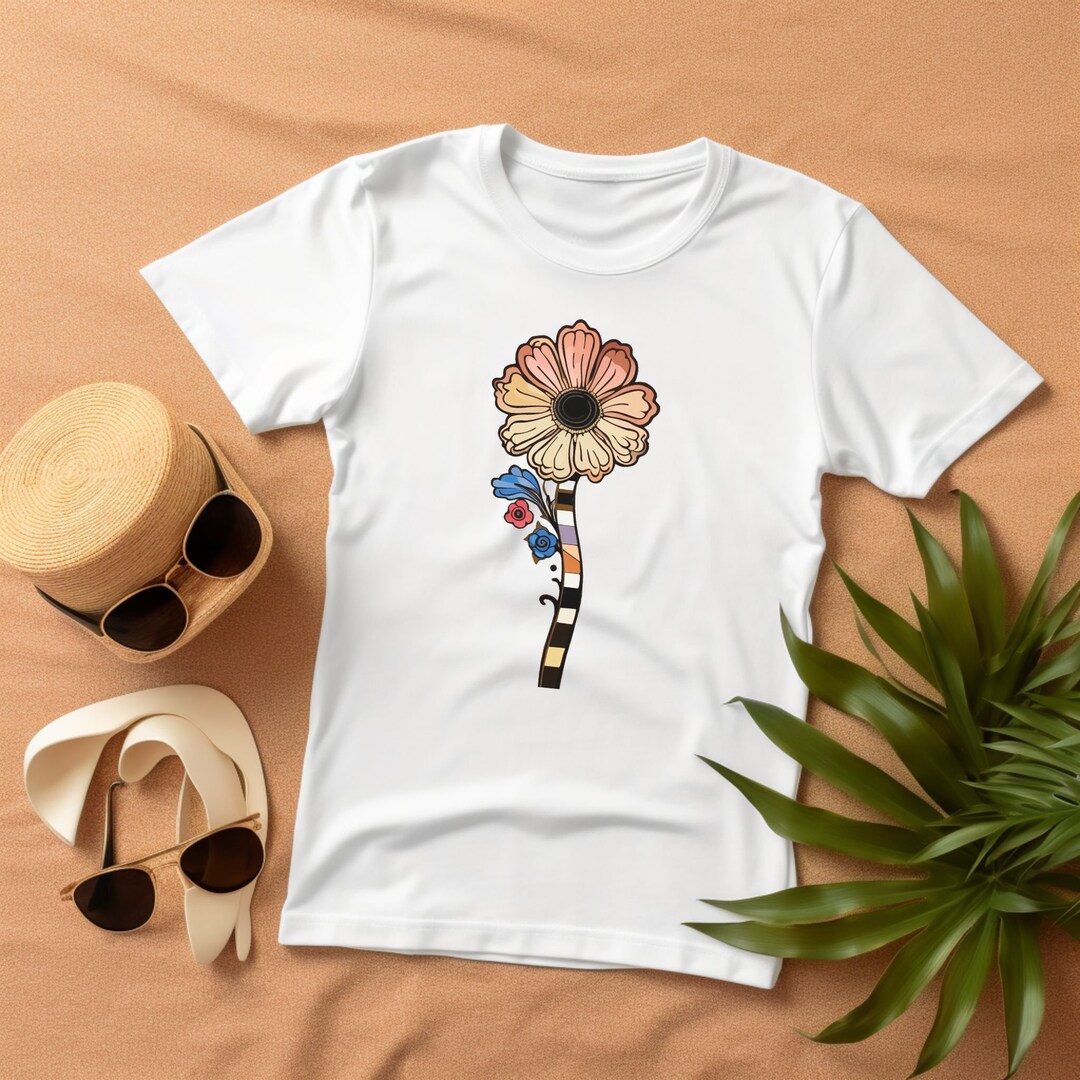 Elegant Flower With Long Stem Print T-shirt Botanical Gift for Her ...