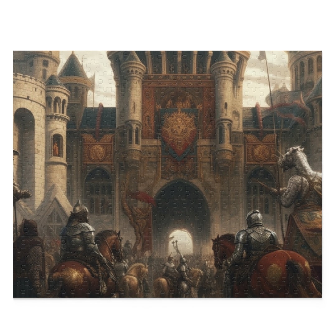 Enchanting Medieval Knights Puzzle Historic Crowd, Exquisite Painting ...