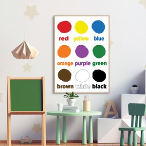Teach Kids Colors Poster. Instant Print Color Chart. Colorful Wall Art ...
