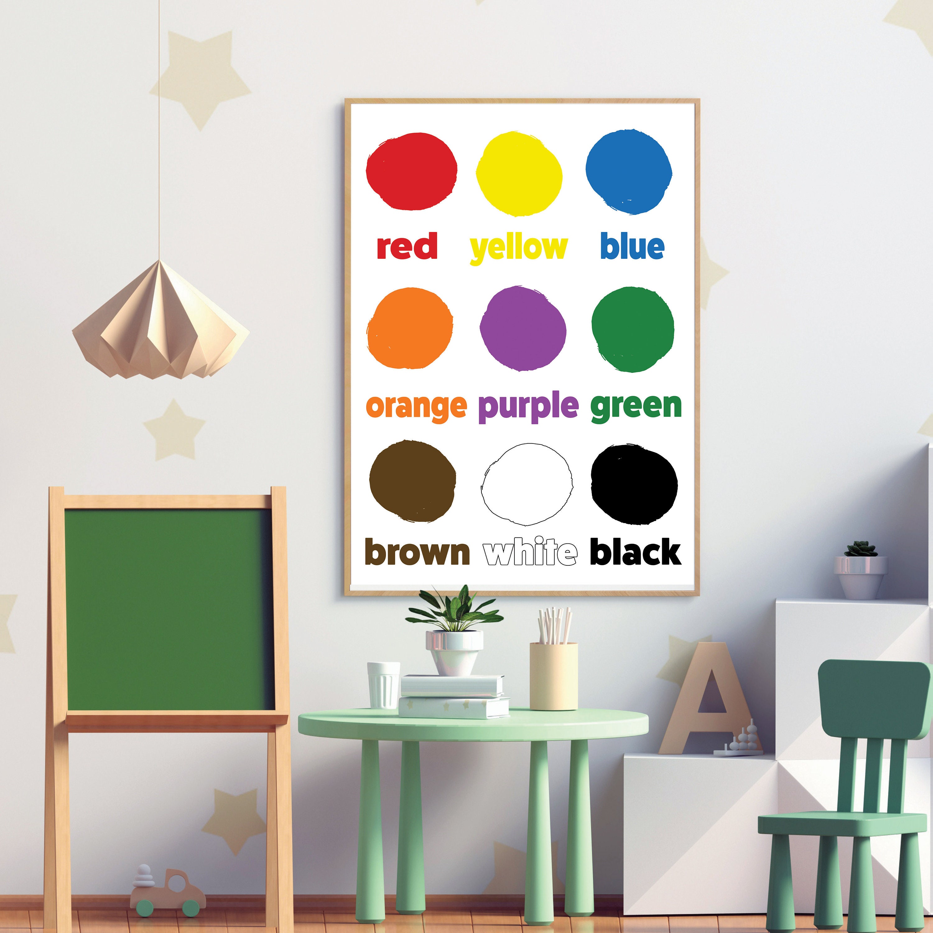 Teach Kids Colors Poster. Instant Print Color Chart. Colorful Wall Art ...