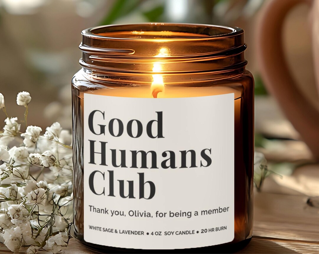 Good Humans Club Candle, Volunteer Appreciation Gift, Personalized ...