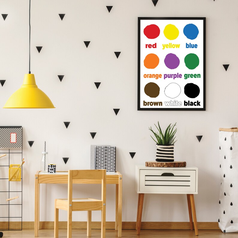 Teach Kids Colors Poster. Instant Print Color Chart. Colorful Wall Art ...