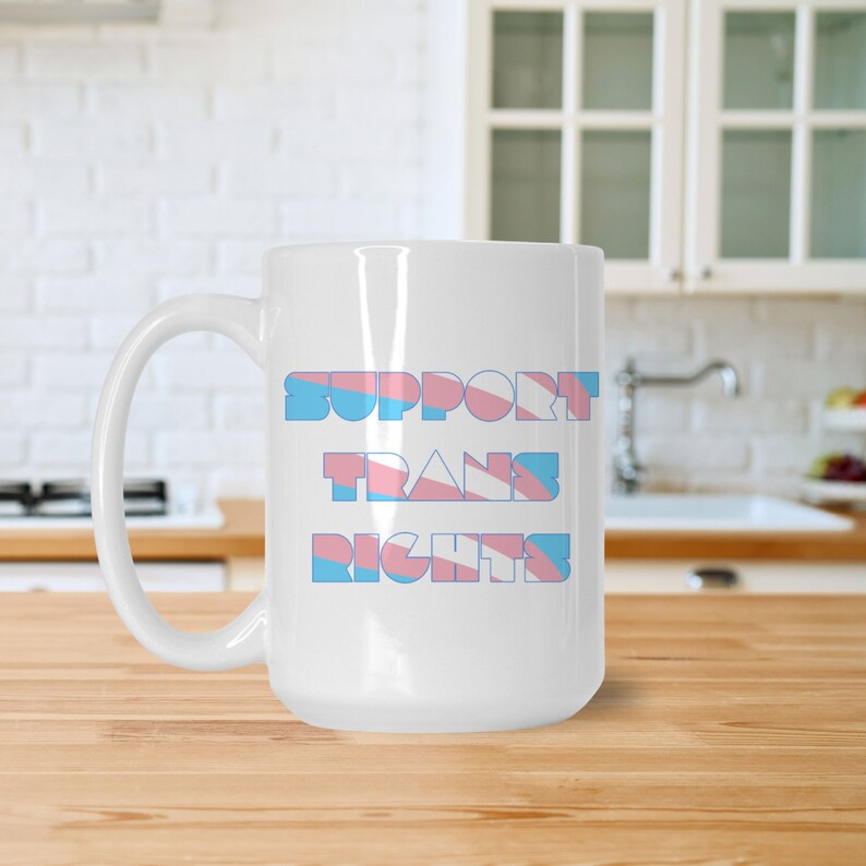 Minimalist Geometric Support Trans Rights Coffee Mug Perfect for Pride ...