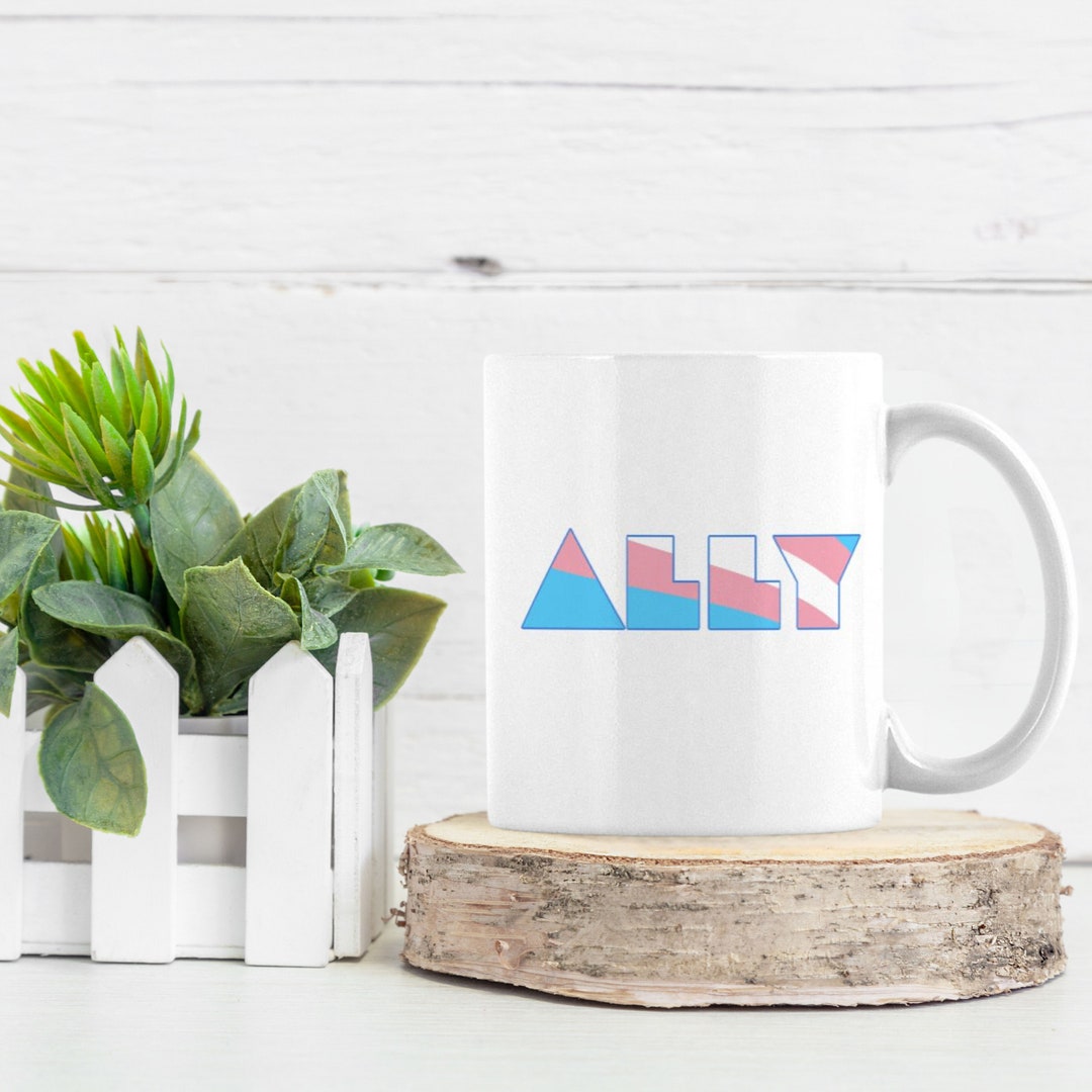 Geometric Pride Coffee Mug Made for Trans Rights Allies; Trans Ally Mug ...