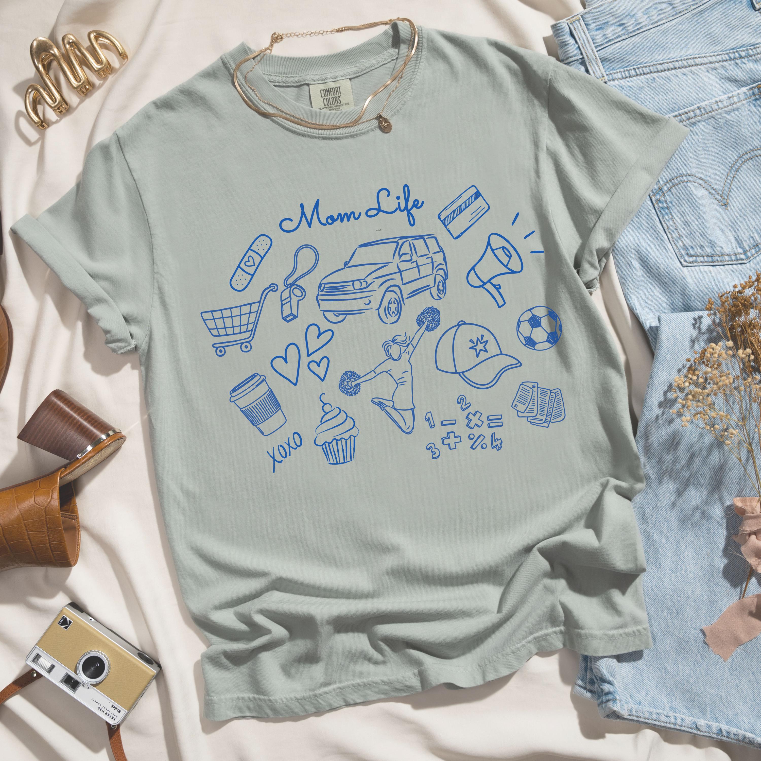 Cute Doodle Art Style Comfort Colors Mama Shirt; Whimsical T-shirt ...
