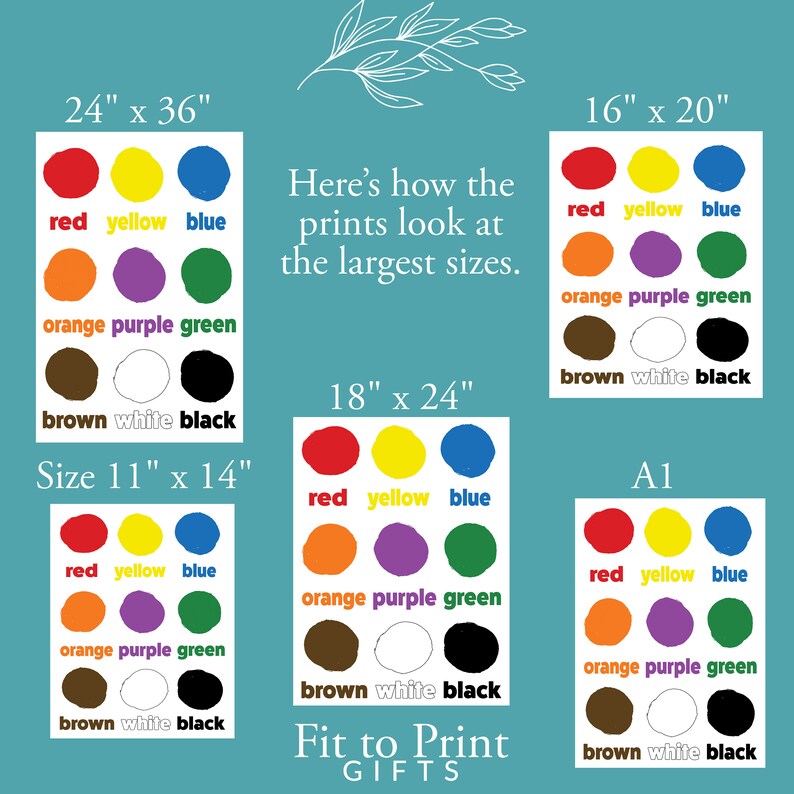 Teach Kids Colors Poster. Instant Print Color Chart. Colorful Wall Art ...