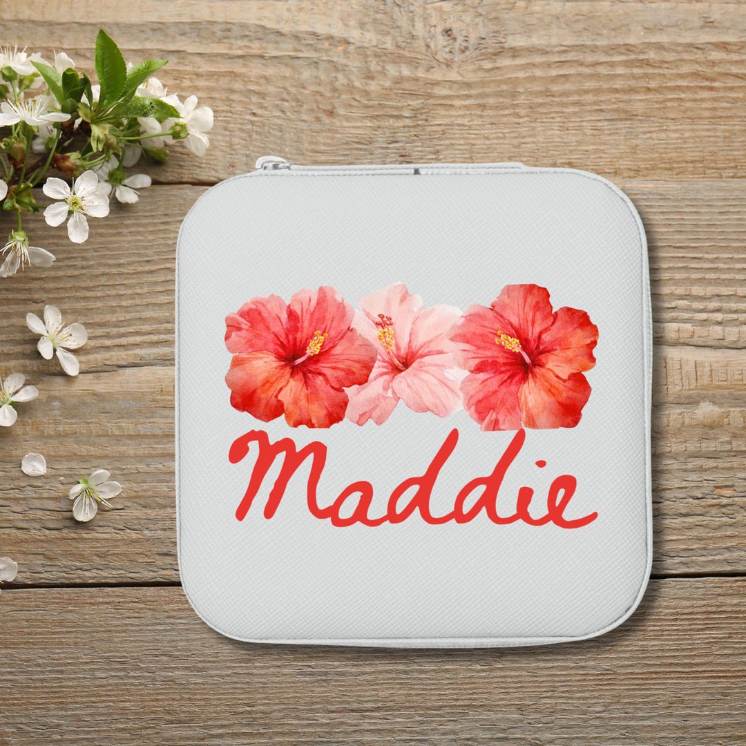 Personalized Tropical Flowers Travel Jewelry Box; Custom Bridesmaid ...