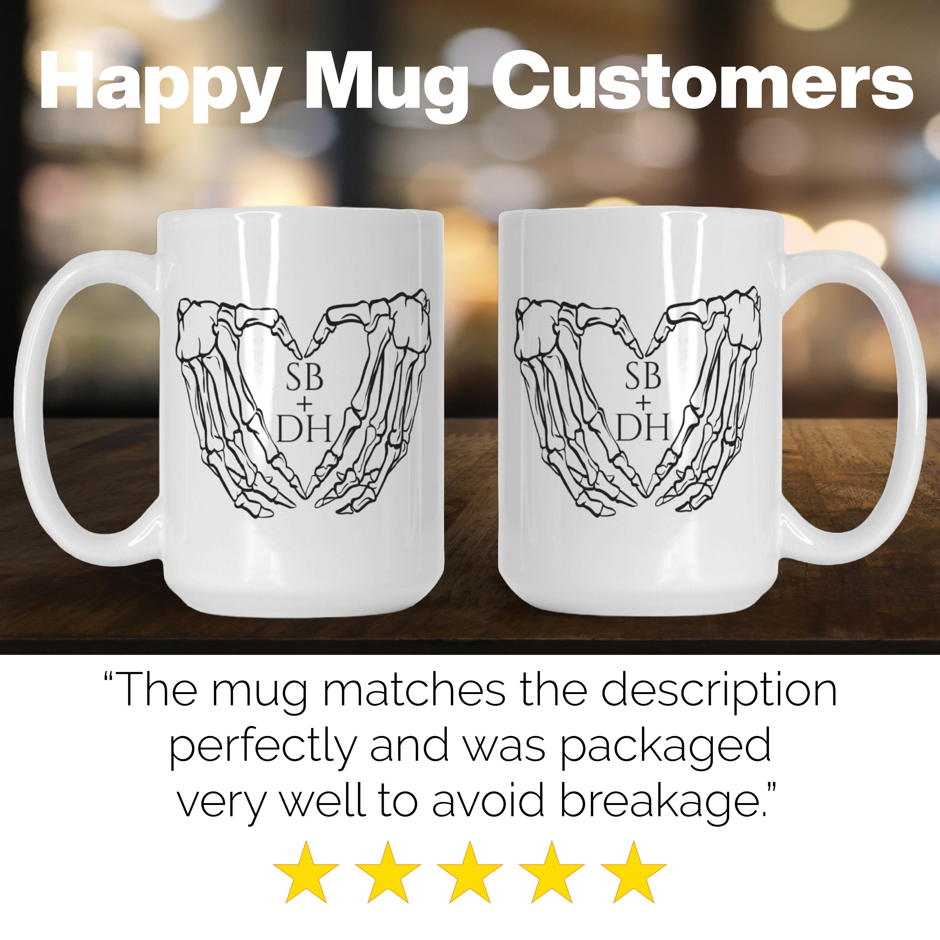 Skeleton Heart Mug With Initials; Personalized Skeleton Coffee Mug ...