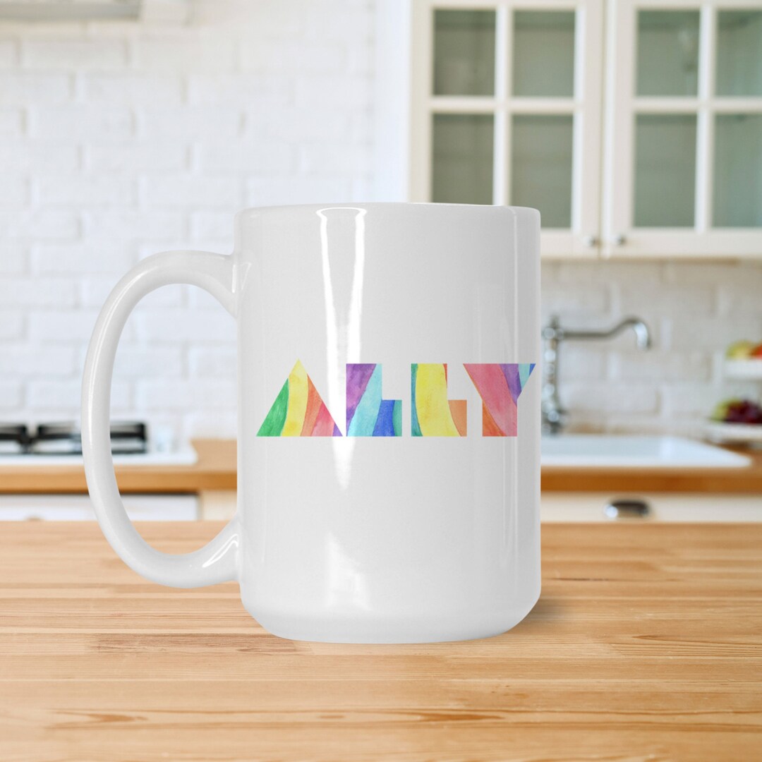 Colorful Geometric Pride Mug Made for LGBTQ+ Allies; Ally Coffee Mug ...