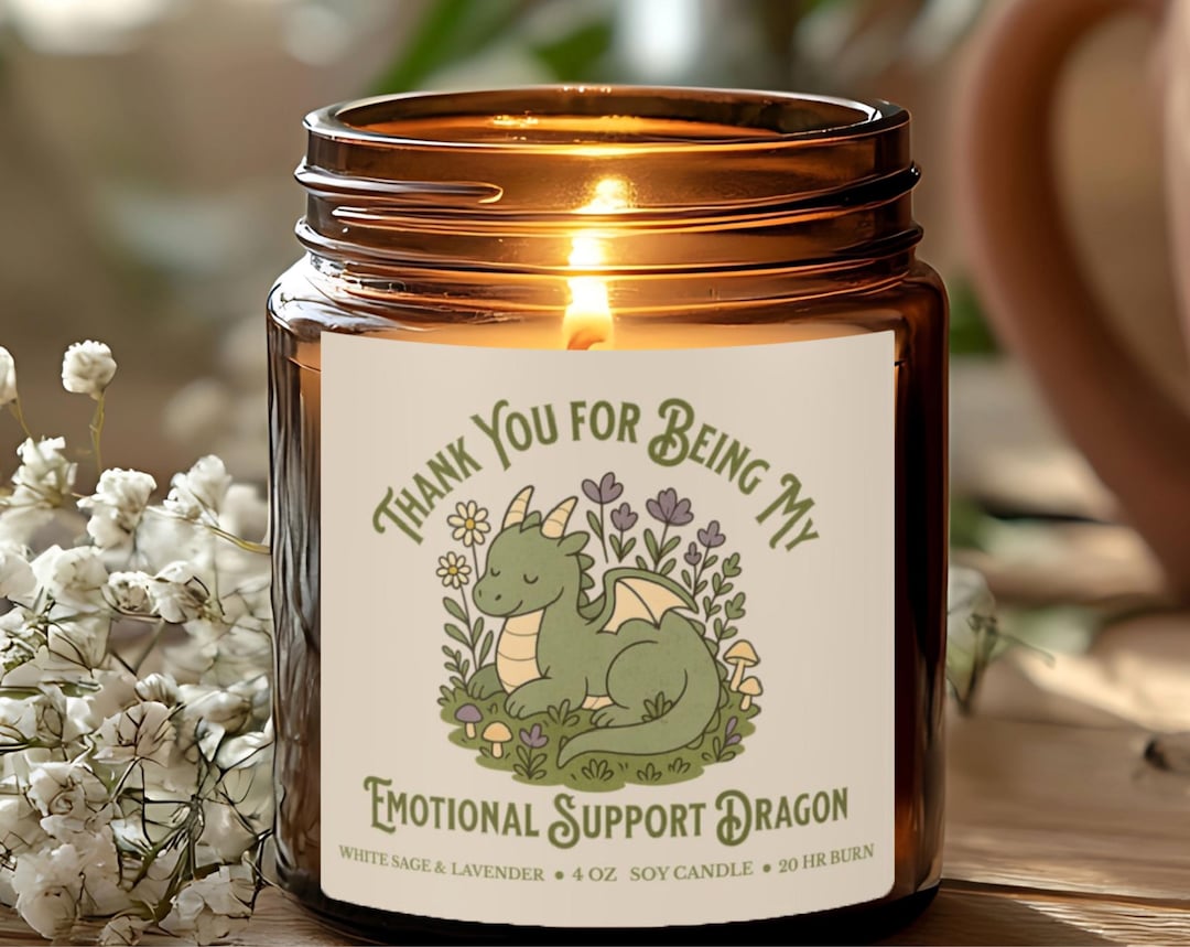 Thank You for Being My Emotional Support Dragon Candle, Cute Fantasy ...