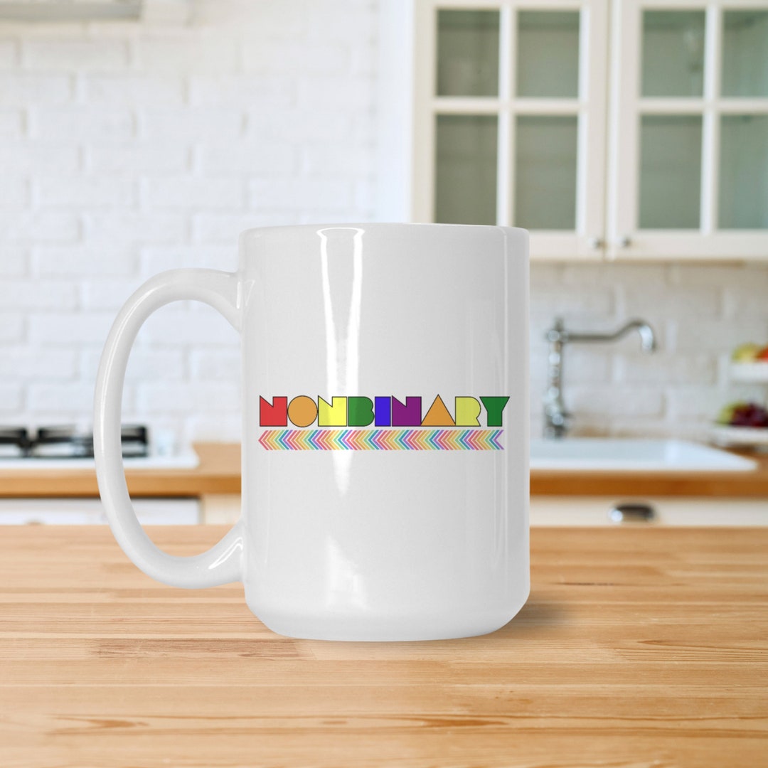 Nonbinary Pride Coffee Mug; Colorful Geometric Graphic Makes Mug the ...
