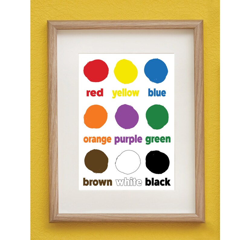 Teach Kids Colors Poster. Instant Print Color Chart. Colorful Wall Art ...