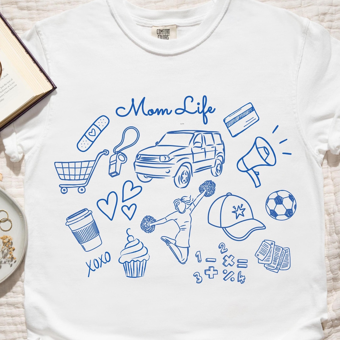 Cute Doodle Art Style Comfort Colors Mama Shirt; Whimsical T-shirt ...