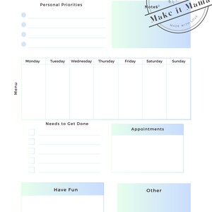 Weekly Check in Template / Printable PDF / Family Weekly Check in ...
