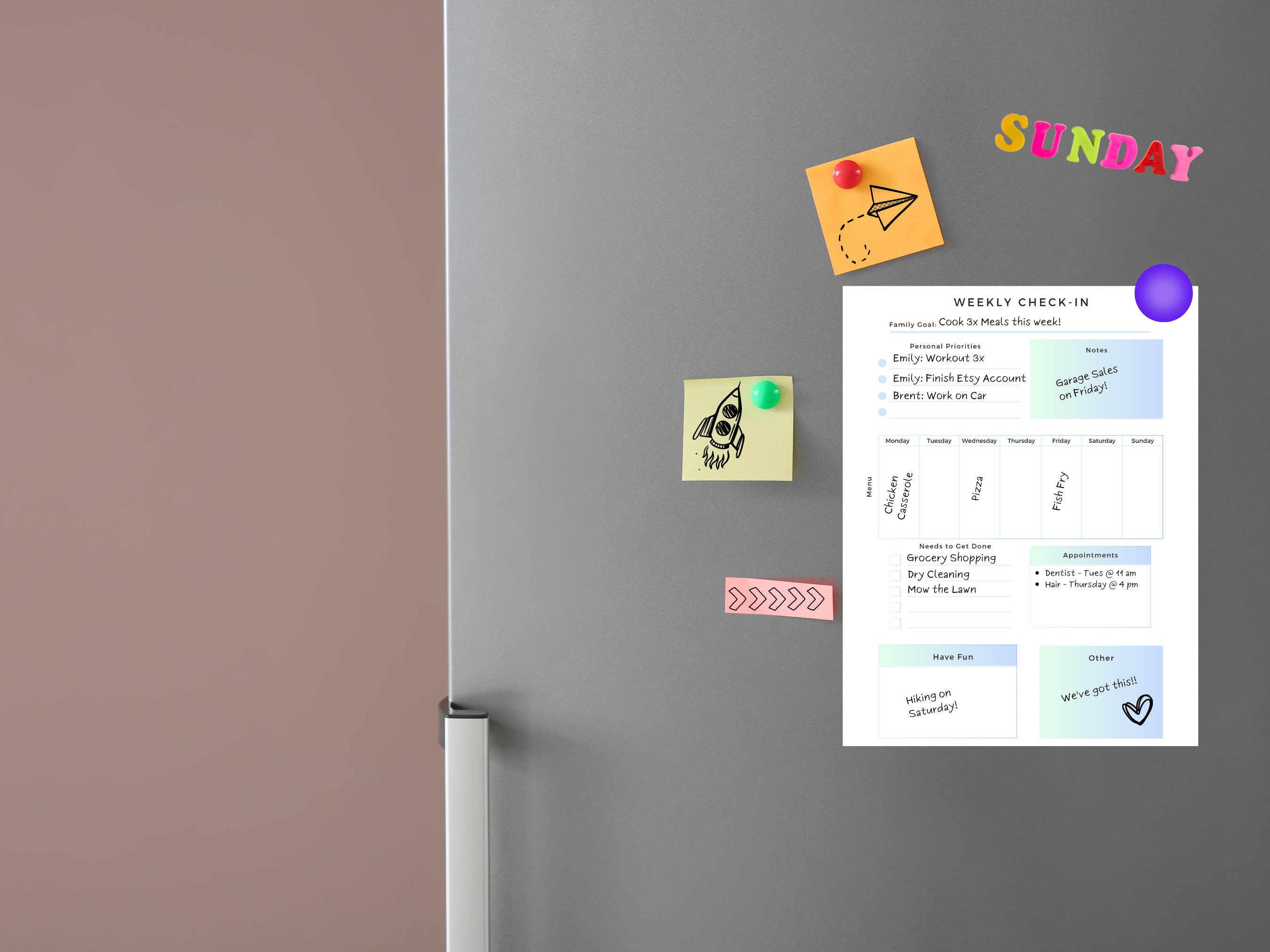 Weekly Check in Template / Printable PDF / Family Weekly Check in ...