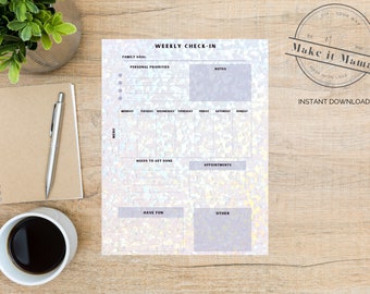 Weekly Check in Template / Printable PDF / Family Weekly Check in ...
