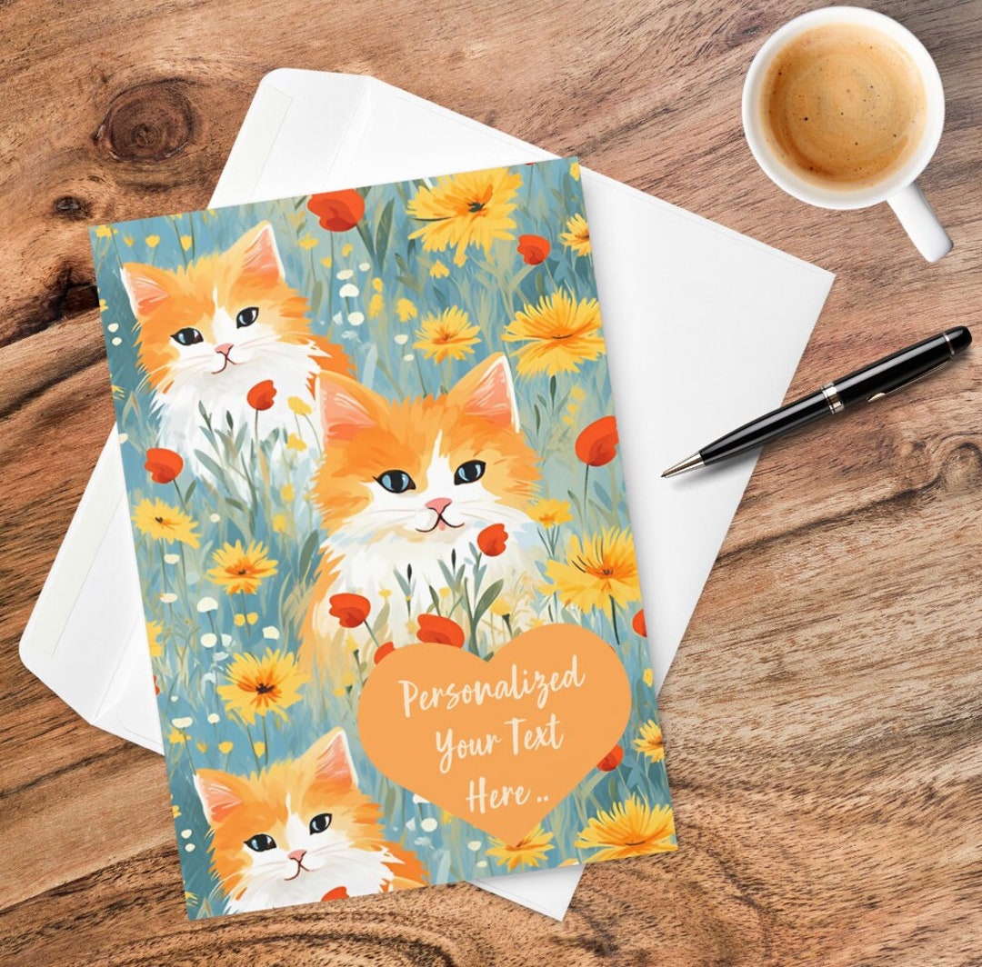 Personalized Ginger Cat Birthday Card Custom Card for Cat Lover Gift ...