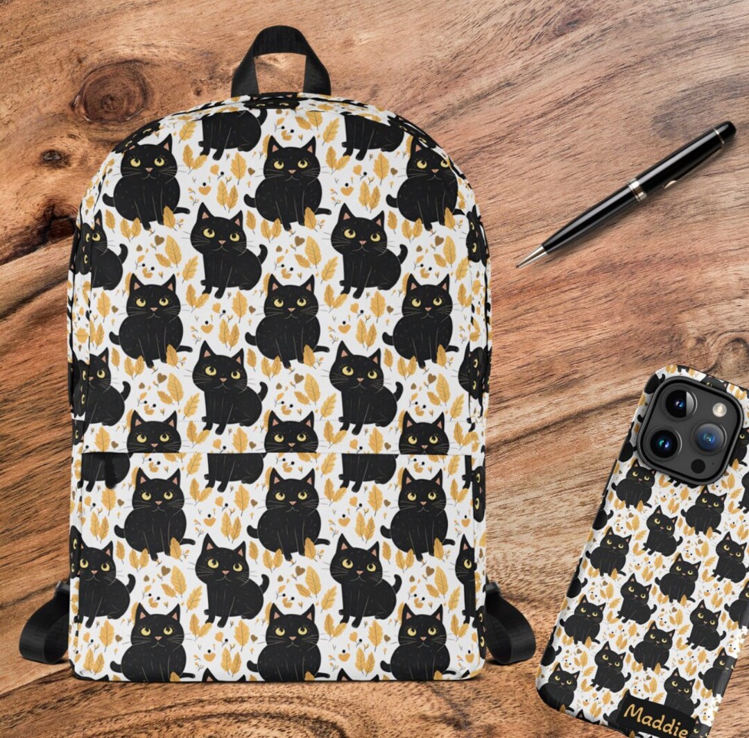 Black Cat Backpack for Kids, Cat Backpack Sets for Girls, Cat Backpack ...