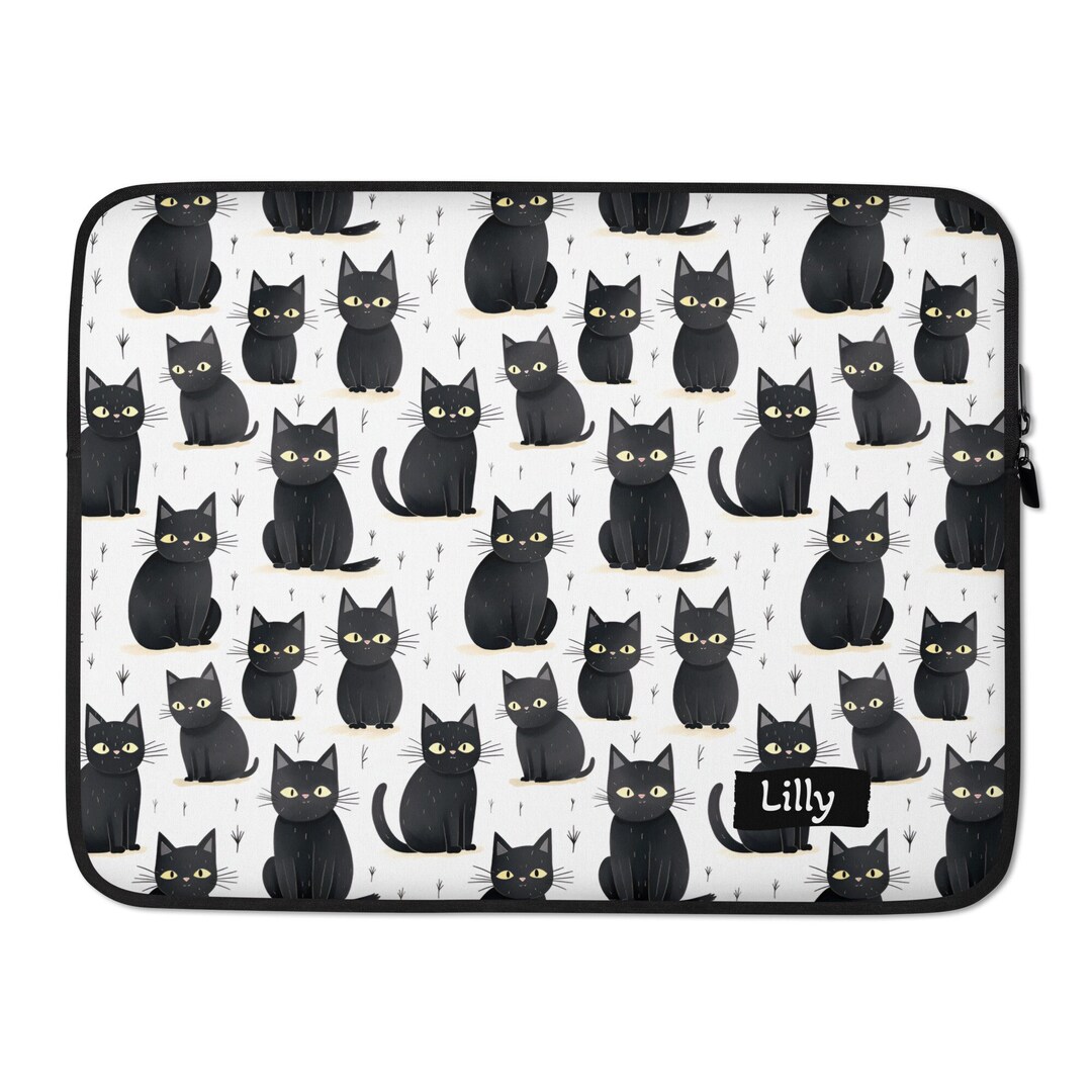 Black Cat Laptop Sleeve Personalized Black Cat Laptop Case - Etsy