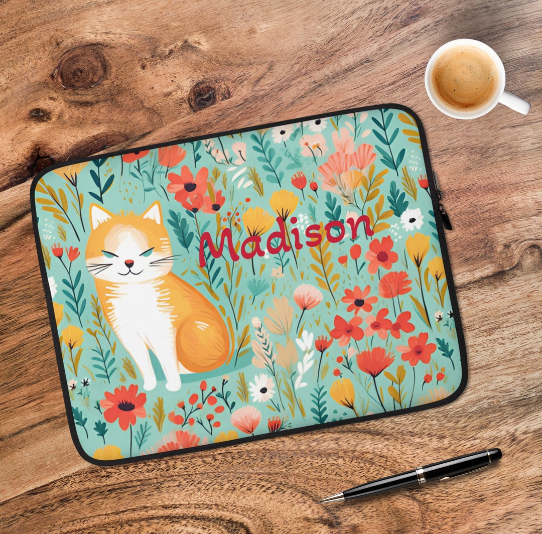 Personalized Ginger Cat Laptop Sleeve Cat Laptop Case for Women Teens ...