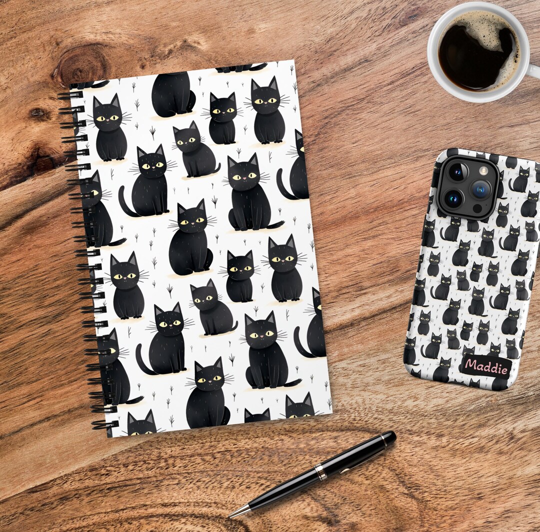 Black Cat Spiral Notebook for Kids Girls Teens Women Students Cat Lover ...