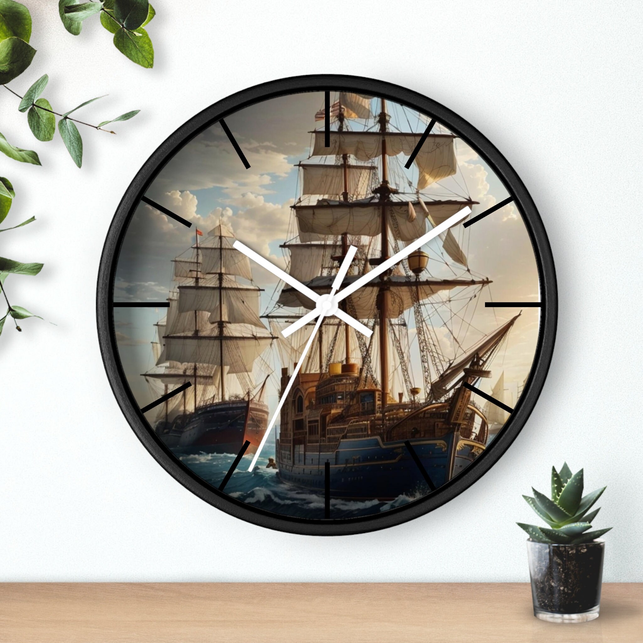 Inkpunk Sailing Ship Wall Clock by Dreammachinegraphics - Etsy