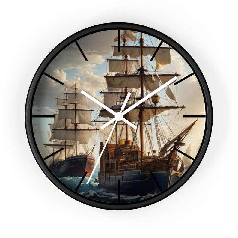 Inkpunk Sailing Ship Wall Clock by Dreammachinegraphics - Etsy