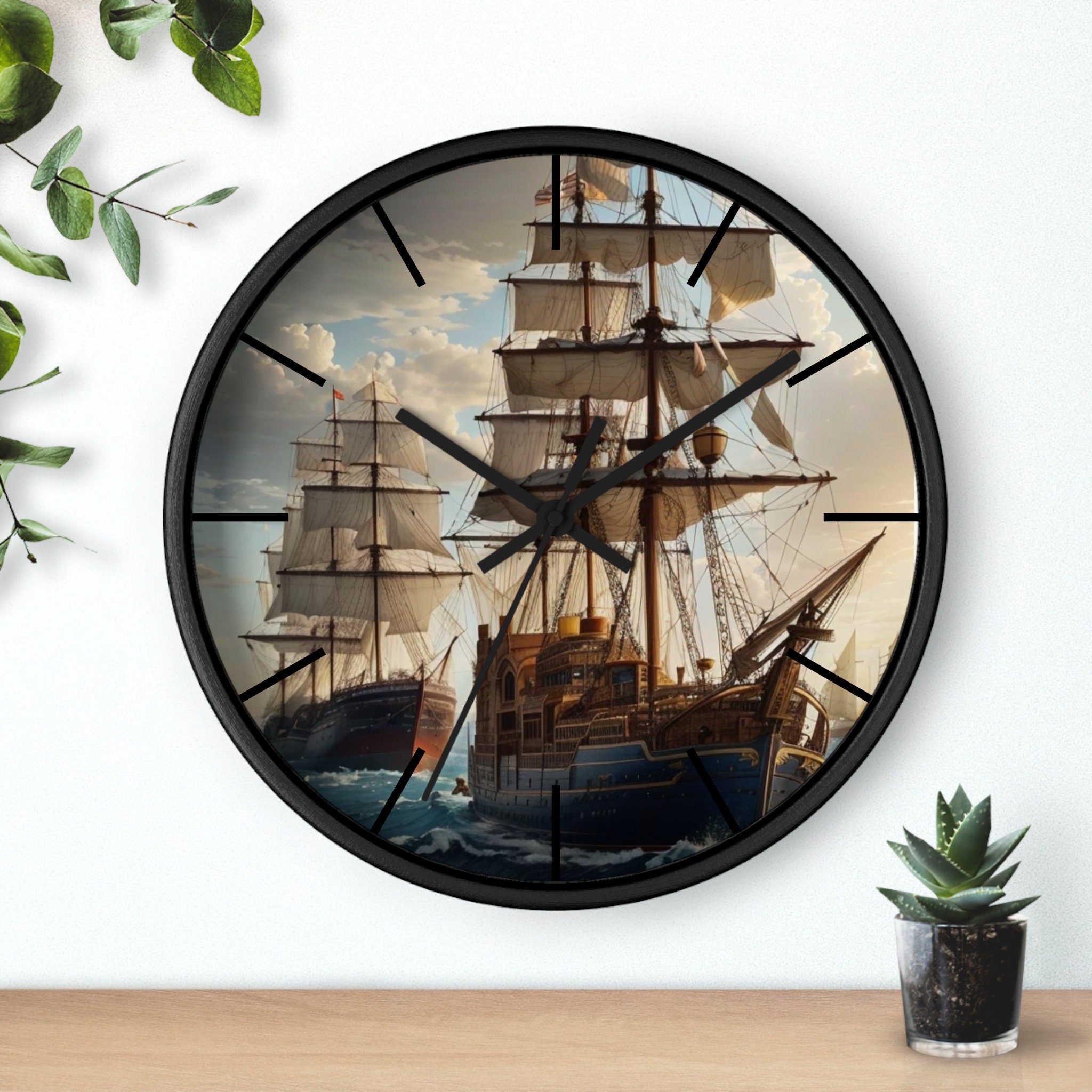 Inkpunk Sailing Ship Wall Clock by Dreammachinegraphics - Etsy