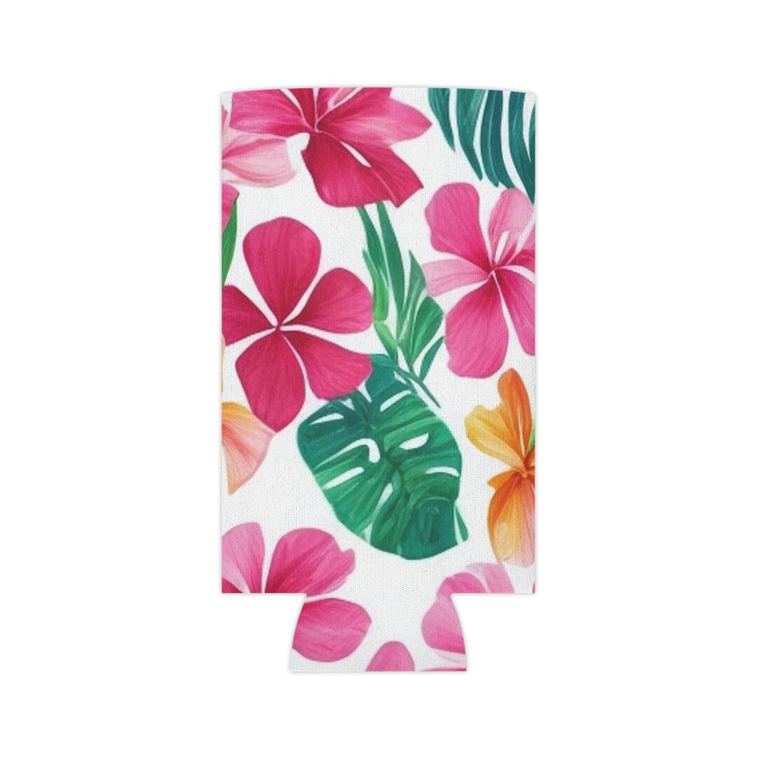 Pink Floral Tropical Can Cooler in Two Sizes Digitally Designed by ...