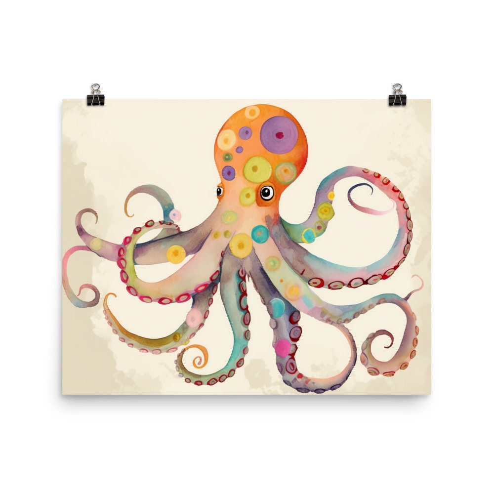 Colorful Octopus Illustration Poster - Etsy