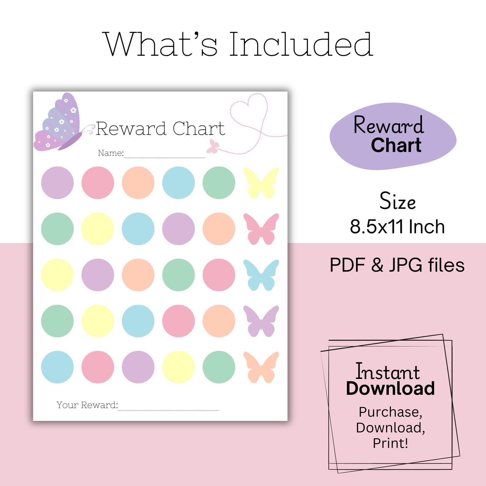 Butterfly Reward Chart for Kids, Behavior Chart, Chore Tracker ...