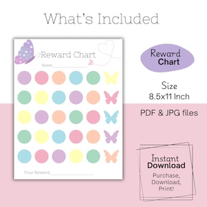 Butterfly Reward Chart for Kids, Behavior Chart, Chore Tracker ...