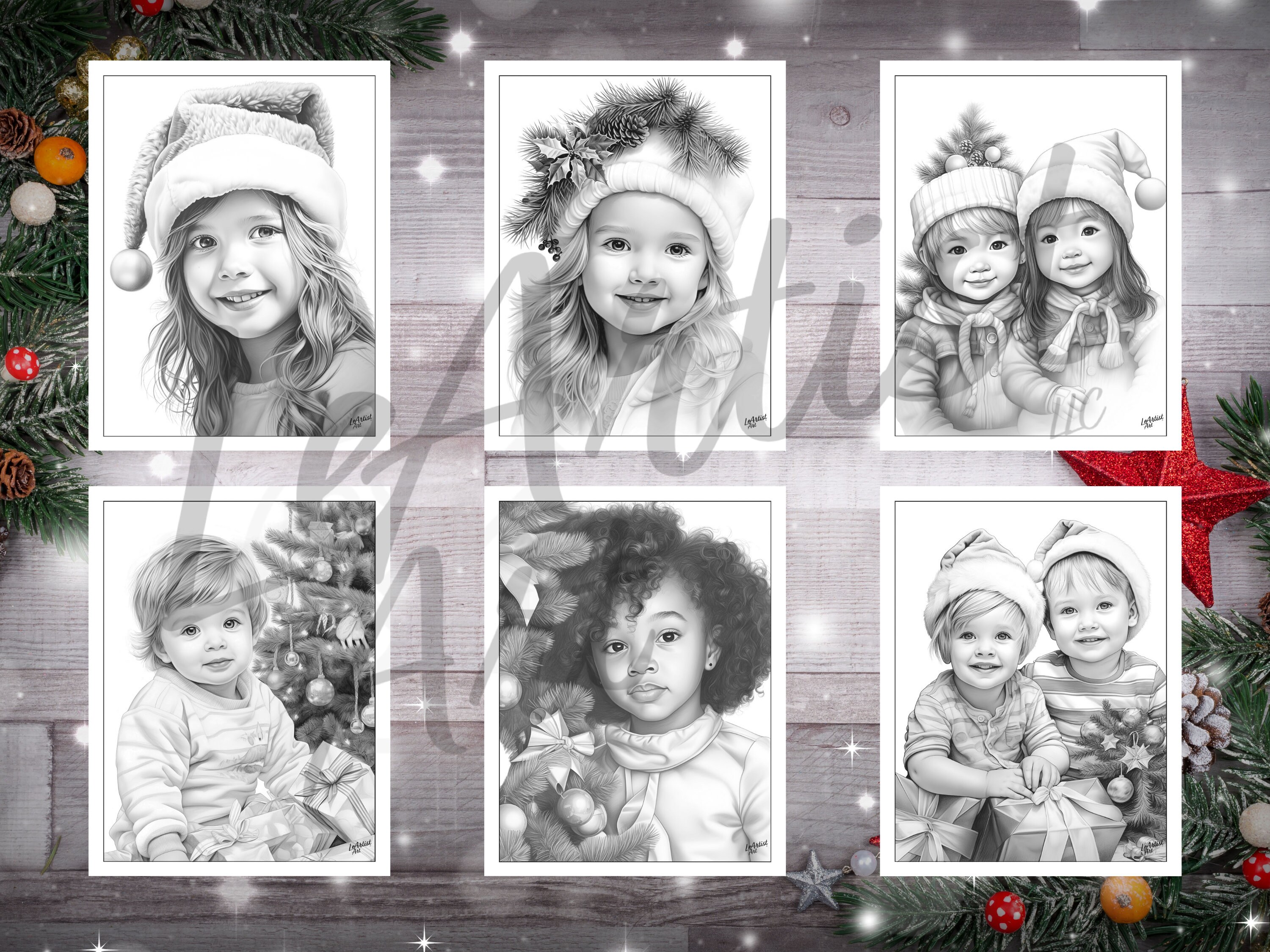 30 Christmas Portraits of Kids Coloring Book Printable Xmas - Etsy