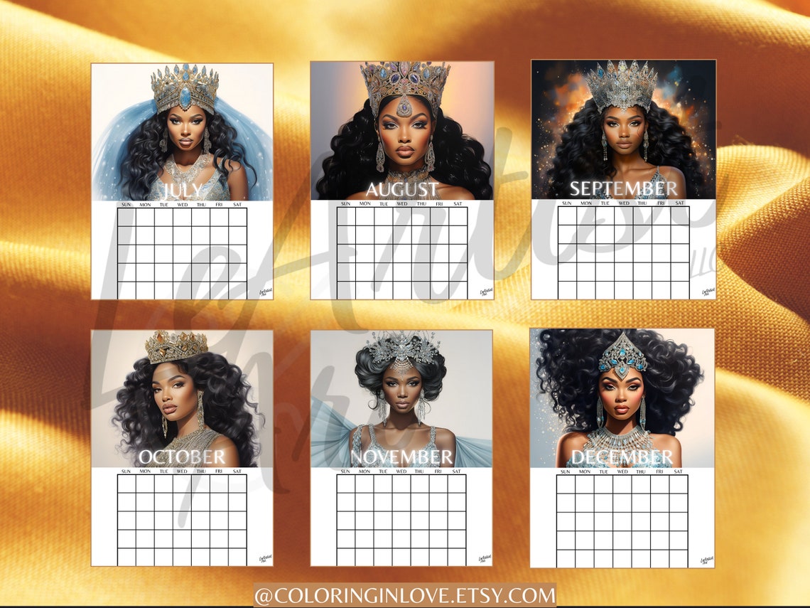 2024 Black Woman Queens Calendar, Queen Themed Calendar for Black Women ...