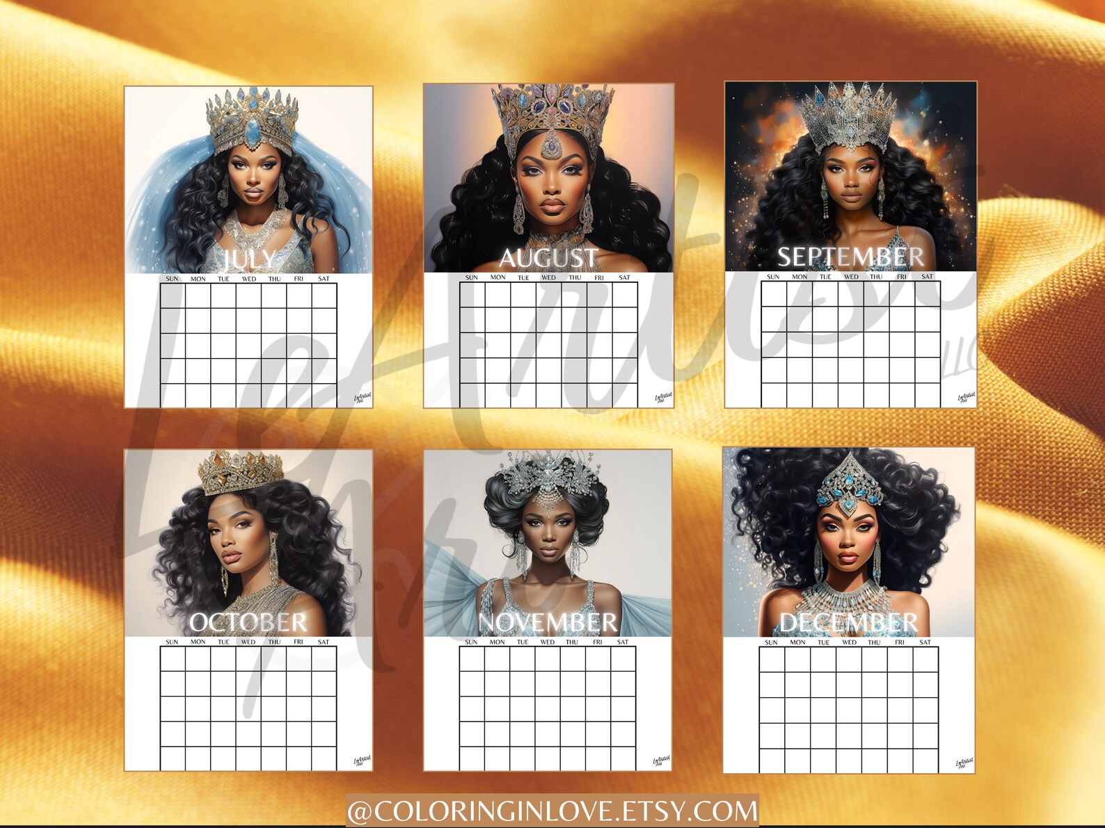 2024 Black Woman Queens Calendar, Queen Themed Calendar for Black Women ...