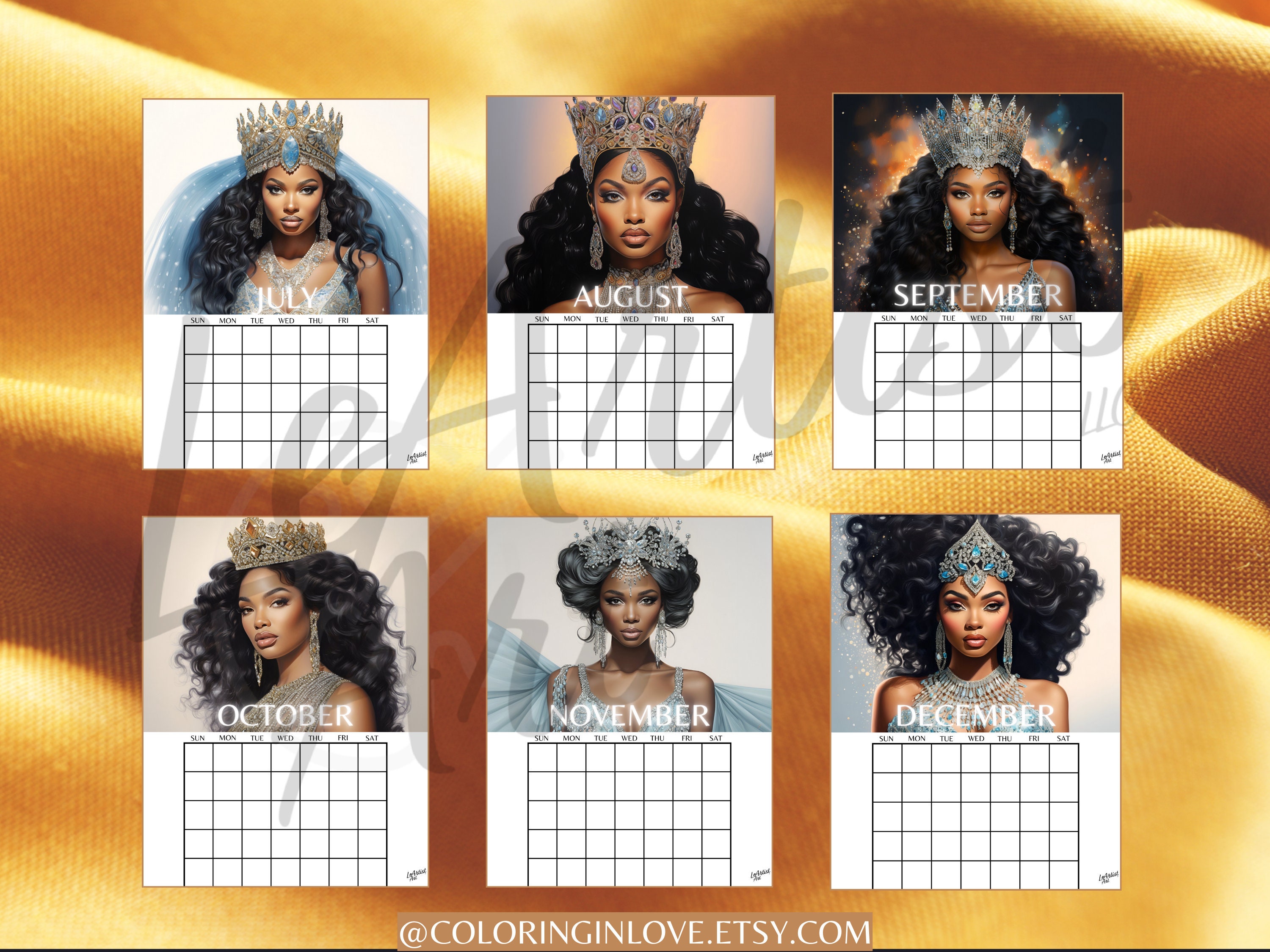 2024 Black Woman Queens Calendar, Queen Themed Calendar for Black Women ...