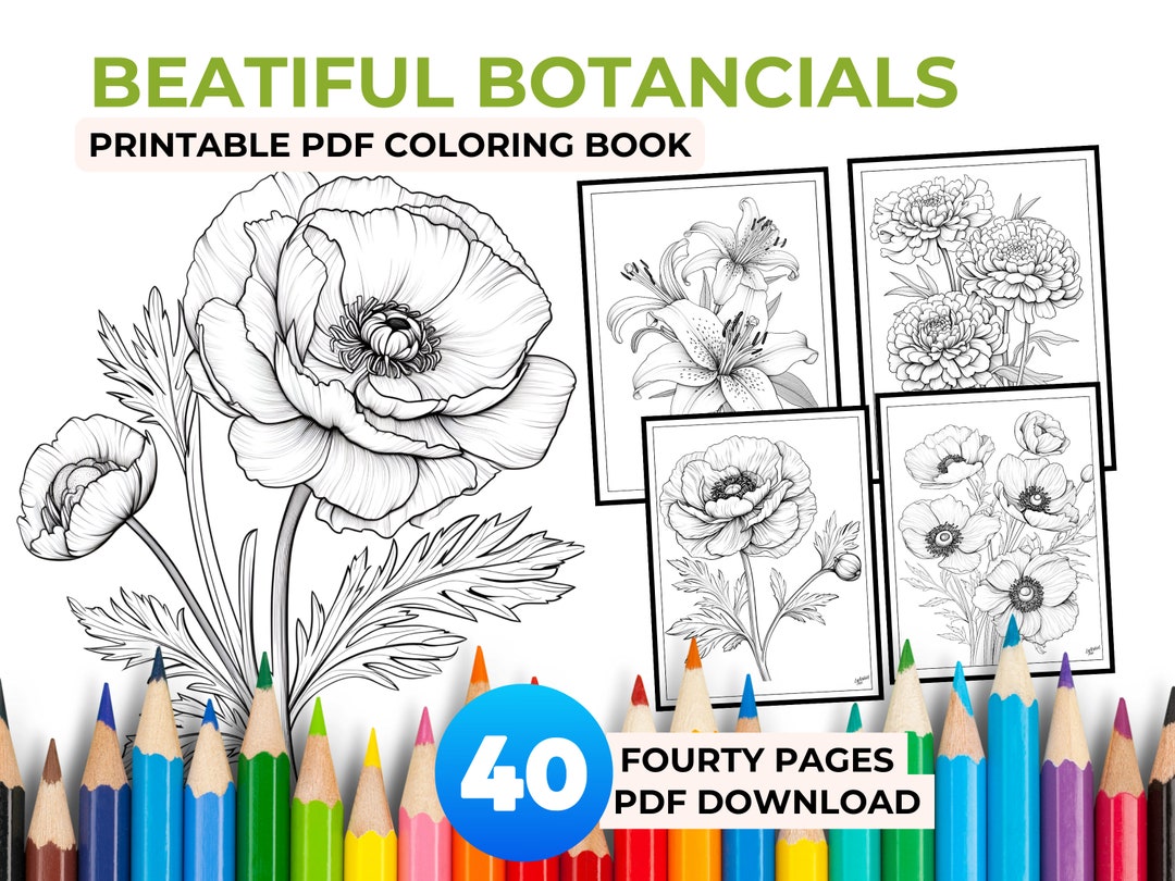40 Beautiful Botanical Coloring Pages, Botanical Flower Coloring Pages ...