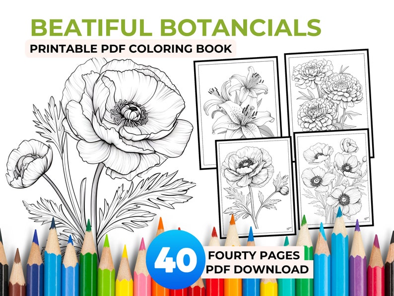 40 Beautiful Botanical Coloring Pages, Botanical Flower Coloring Pages ...