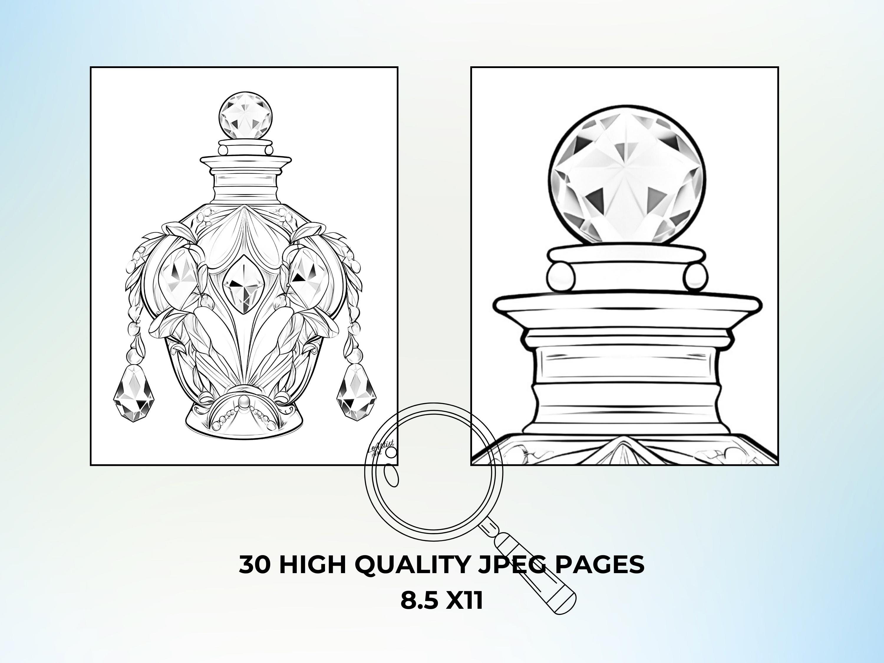 30 Flowery Perfume Bottles Coloring Pages, PDF Adult Coloring Pages of ...