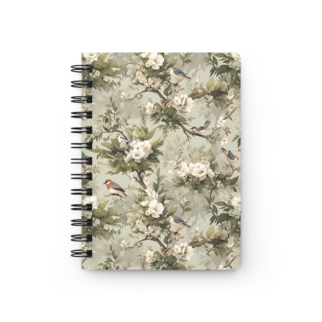 Fauna Spiral Notebook Chinoiserie Nature Inspired Delicate Wallpaper ...