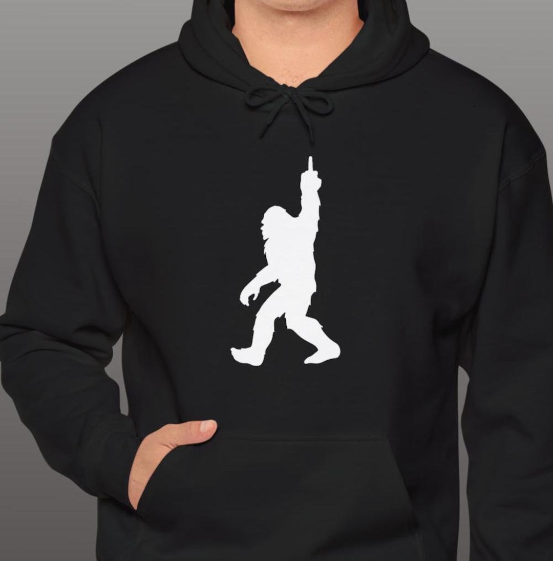 Angry Sasquatch Flipping the Bird Hoodie, Bigfoot Believers Funny Gift ...