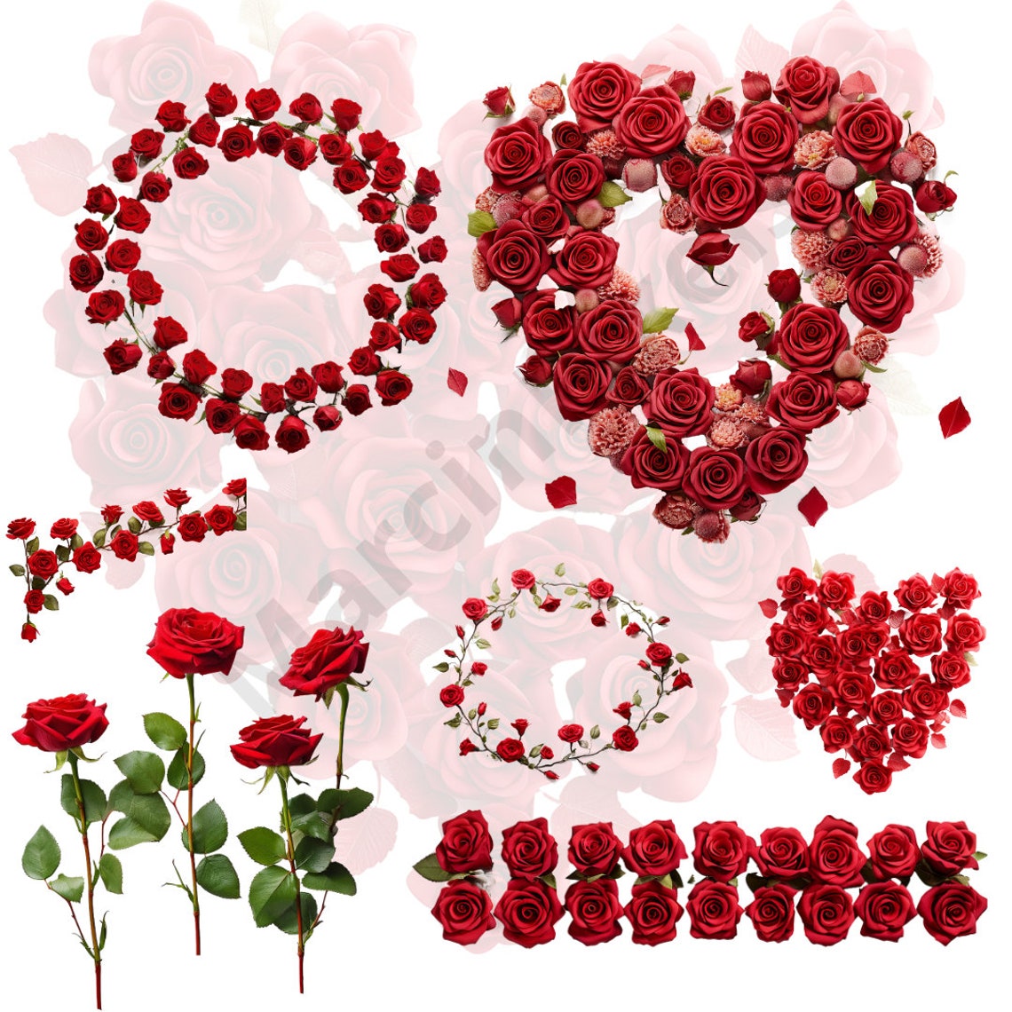 Red Rose Clipart Red Roses Png Red Rose Wreath Rose Art Wedding Clipart ...