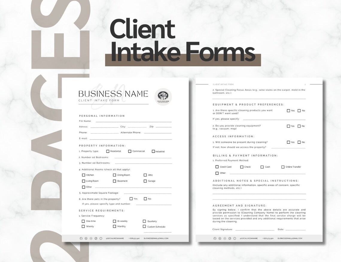 Cleaning Business Forms, Cleaning Company, Editable Cleaning Checklist ...