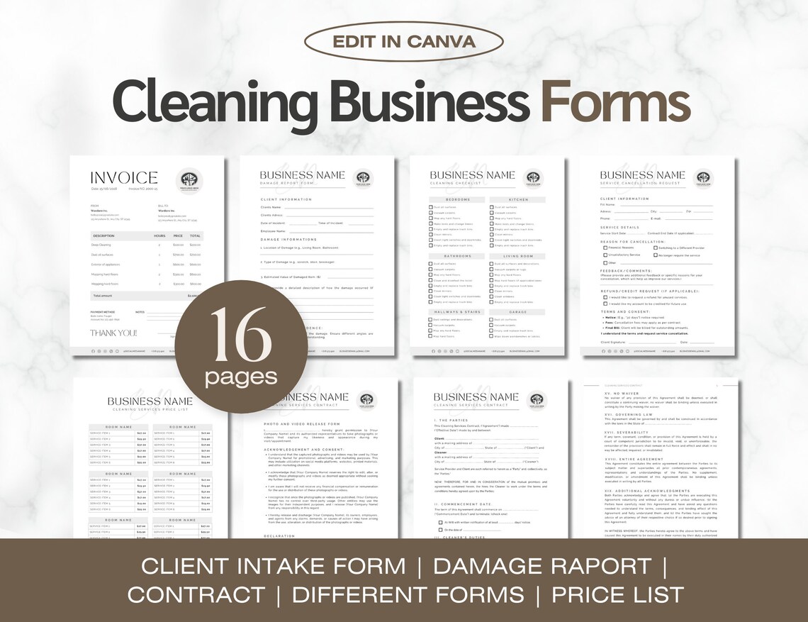 Cleaning Business Forms, Cleaning Company, Editable Cleaning Checklist ...