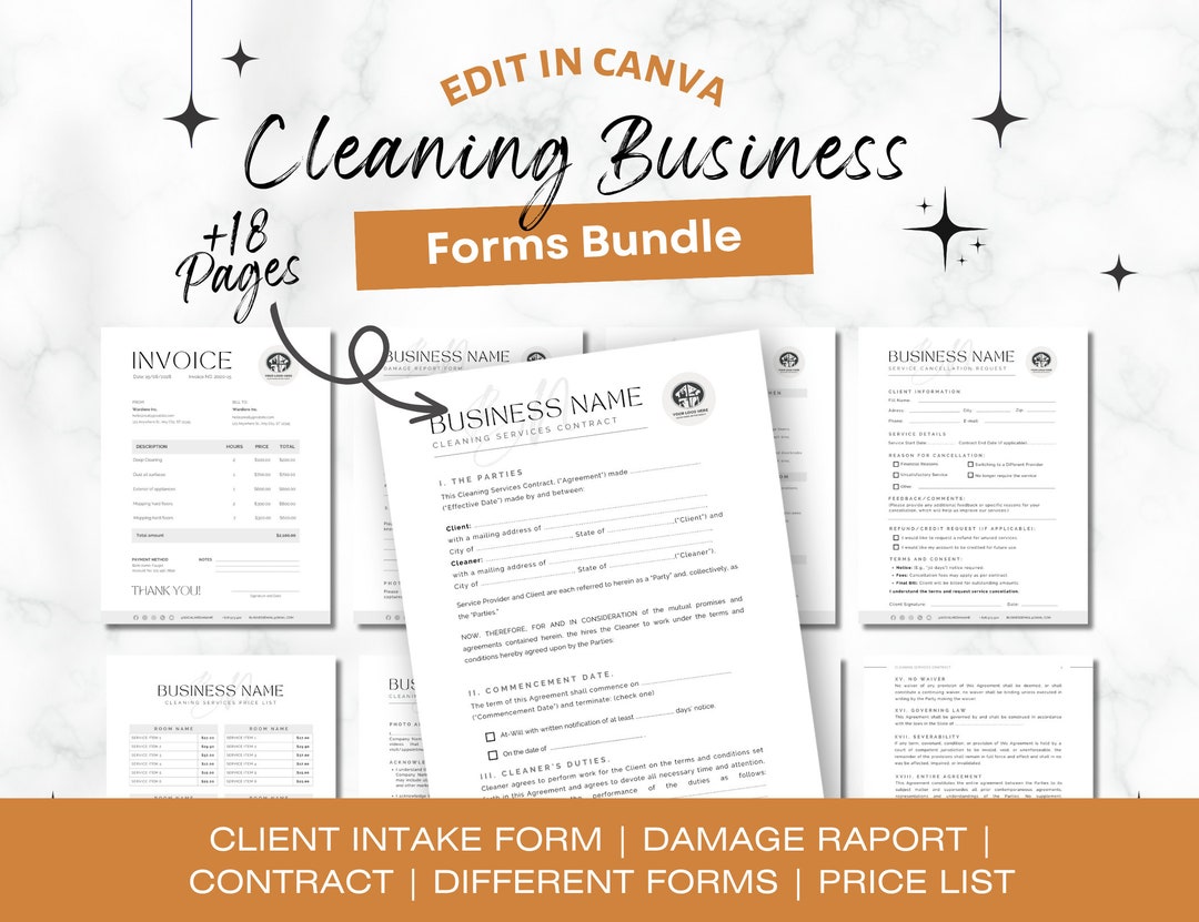 Cleaning Business Forms, Cleaning Agreement Template, Cleaning ...