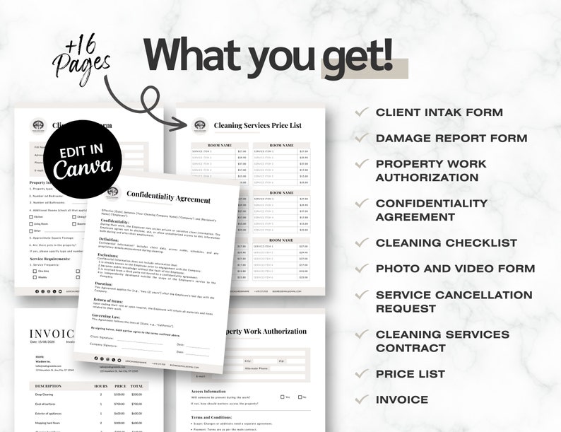 Cleaning Business Forms, Cleaning Intake Form, Printable Commercial ...