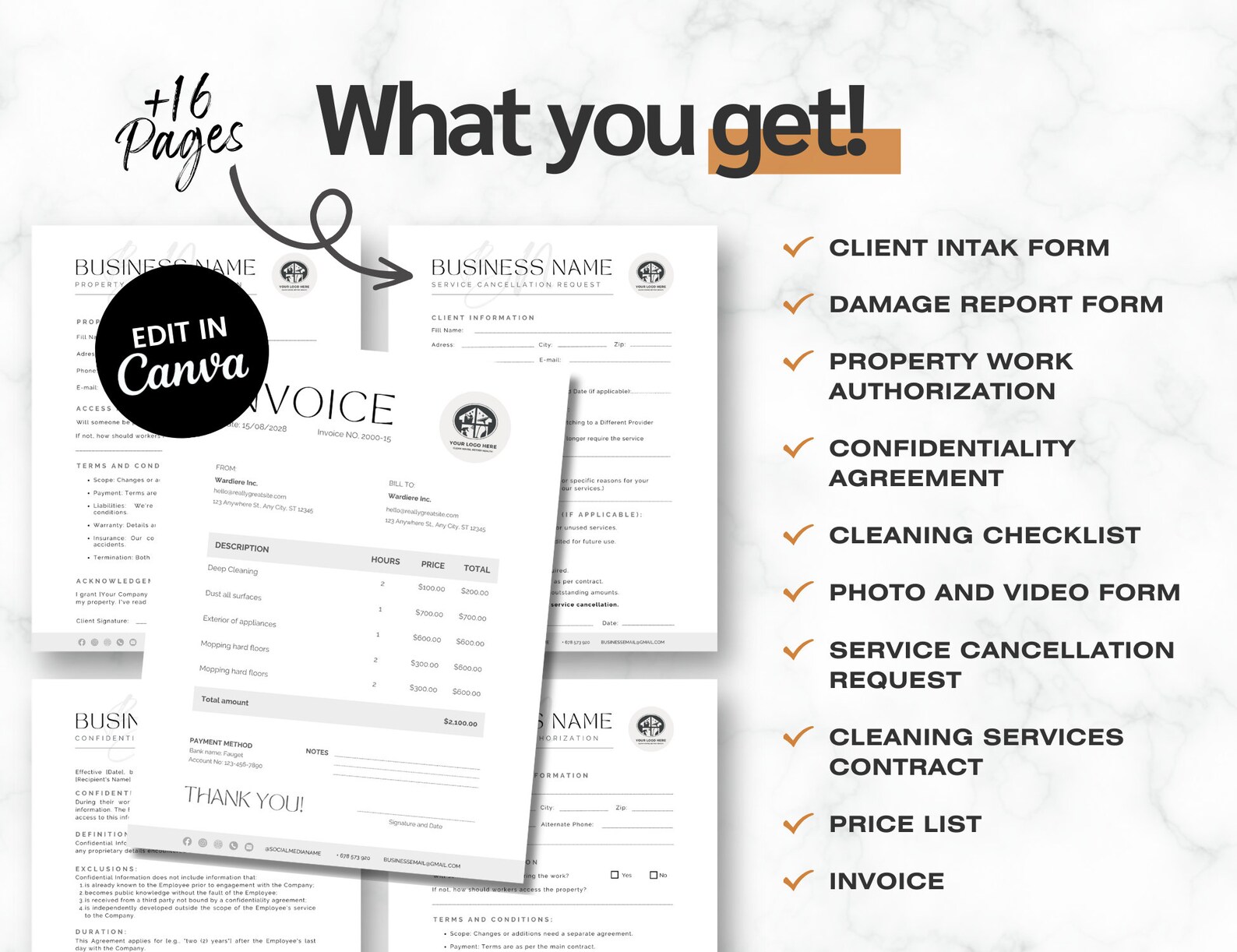 Cleaning Business Bundle, Cleaning Intake Form, Editable Cleaning ...