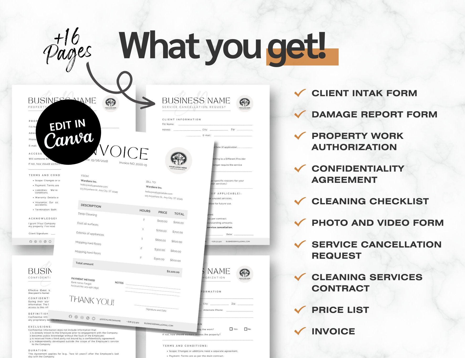 Cleaning Business Bundle, Cleaning Intake Form, Editable Cleaning ...