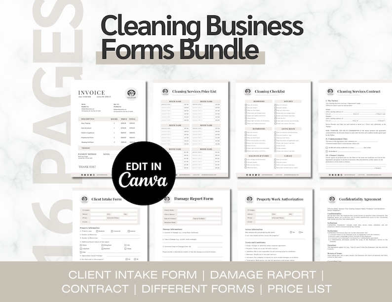 Cleaning Business Forms, Cleaning Intake Form, Printable Commercial ...